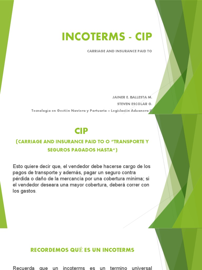 Incoterms - Cip Exposicion | PDF | Economía mundial | Gestión de la ...