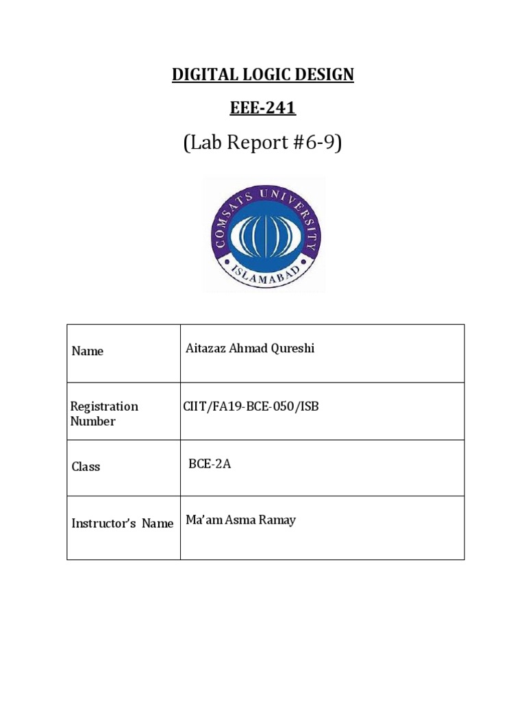 (Lab Report #6-9) : Digital Logic Design EEE-241 | PDF | Logic Gate ...