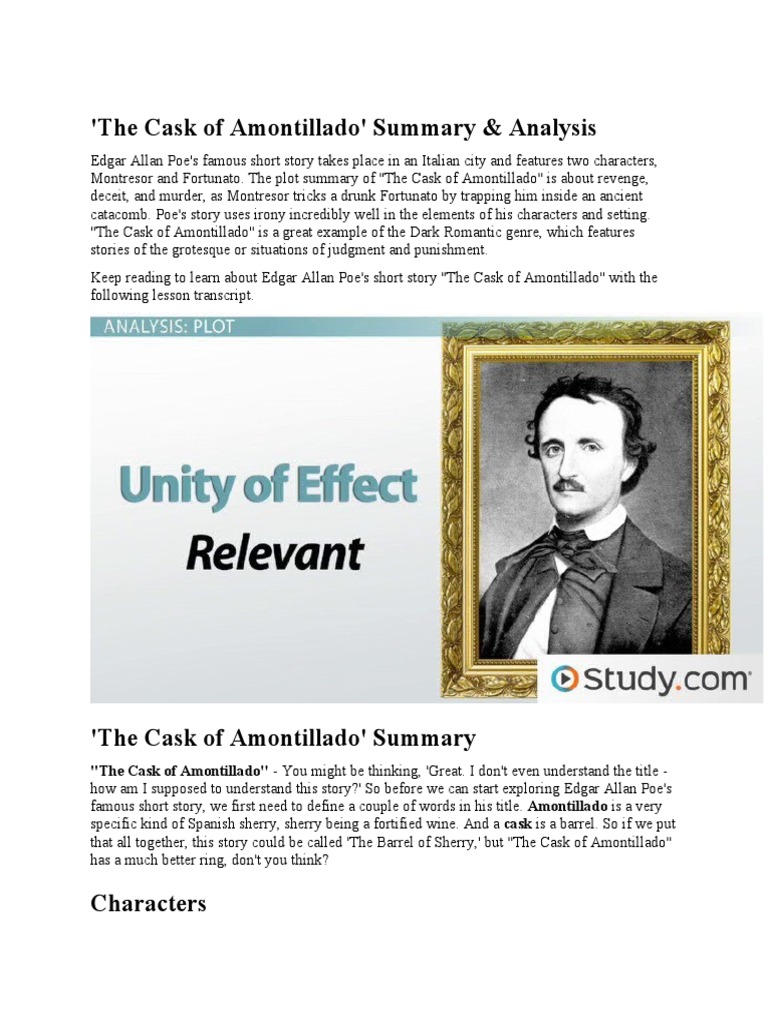 Summary of The Cask of Amontillado | PDF