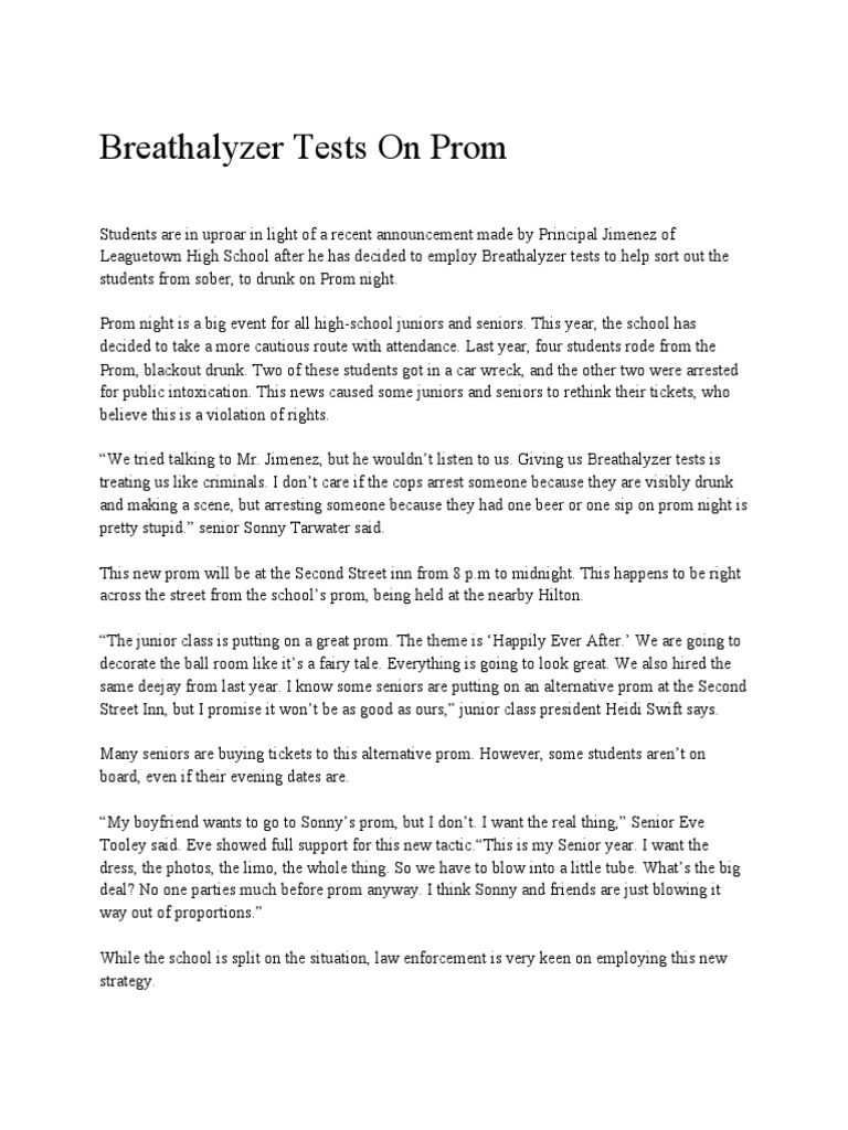 Breathalyzer Tests On Prom | PDF | Prom | Violence