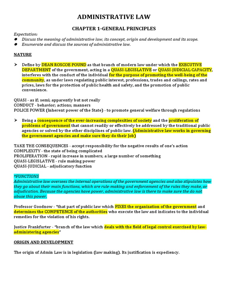 Administrative Law: Chapter 1-General Principles | PDF