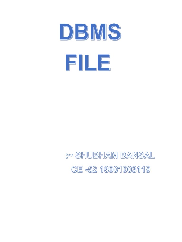 Shubham Dbms Lab Pdf String Computer Science Computer Programming 7402