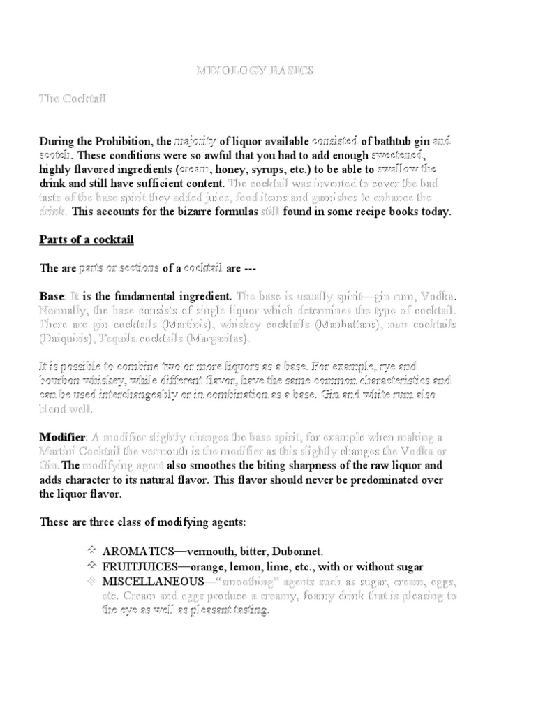 Mixology Basics | PDF | Cocktails | Drink