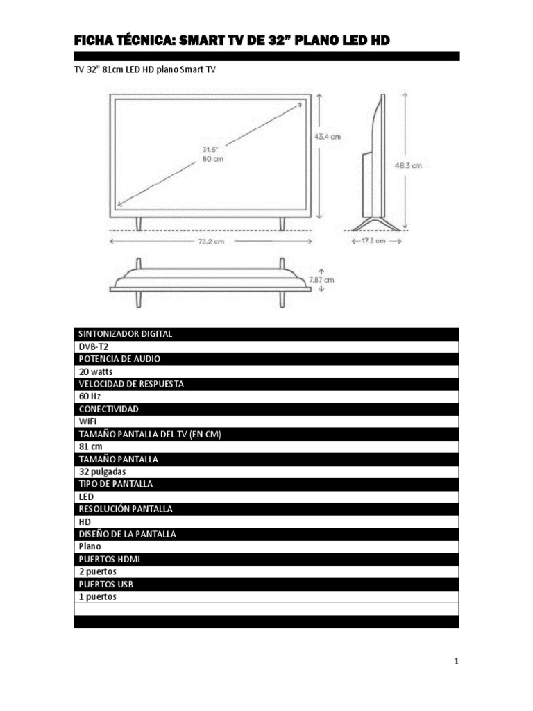 Ficha Técnica Smart TV 32" LED HD | PDF