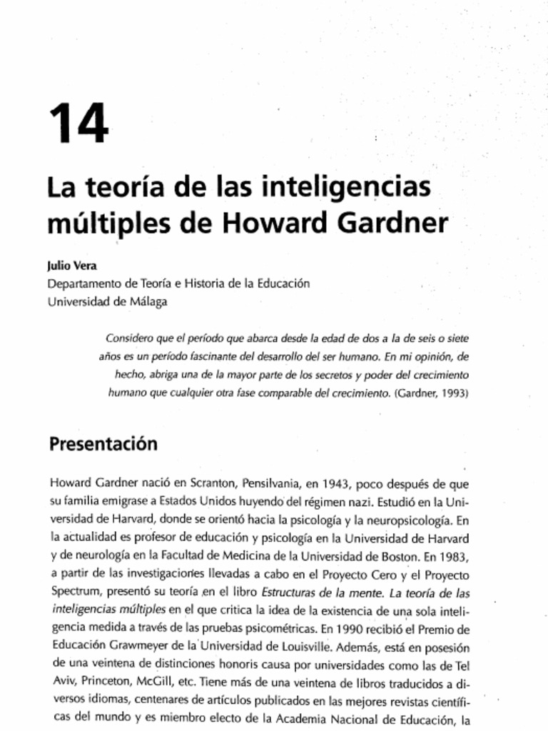 La Teoría de La Inteligencias Múltiples de Howard Gardner | PDF