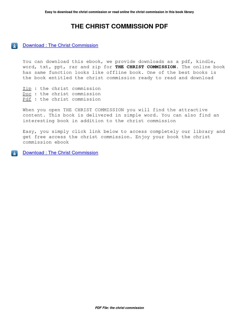 Download: The Christ Commission | PDF