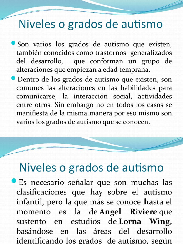 Niveles o Grados de Autismo | PDF | Espectro autista | Desórdenes ...