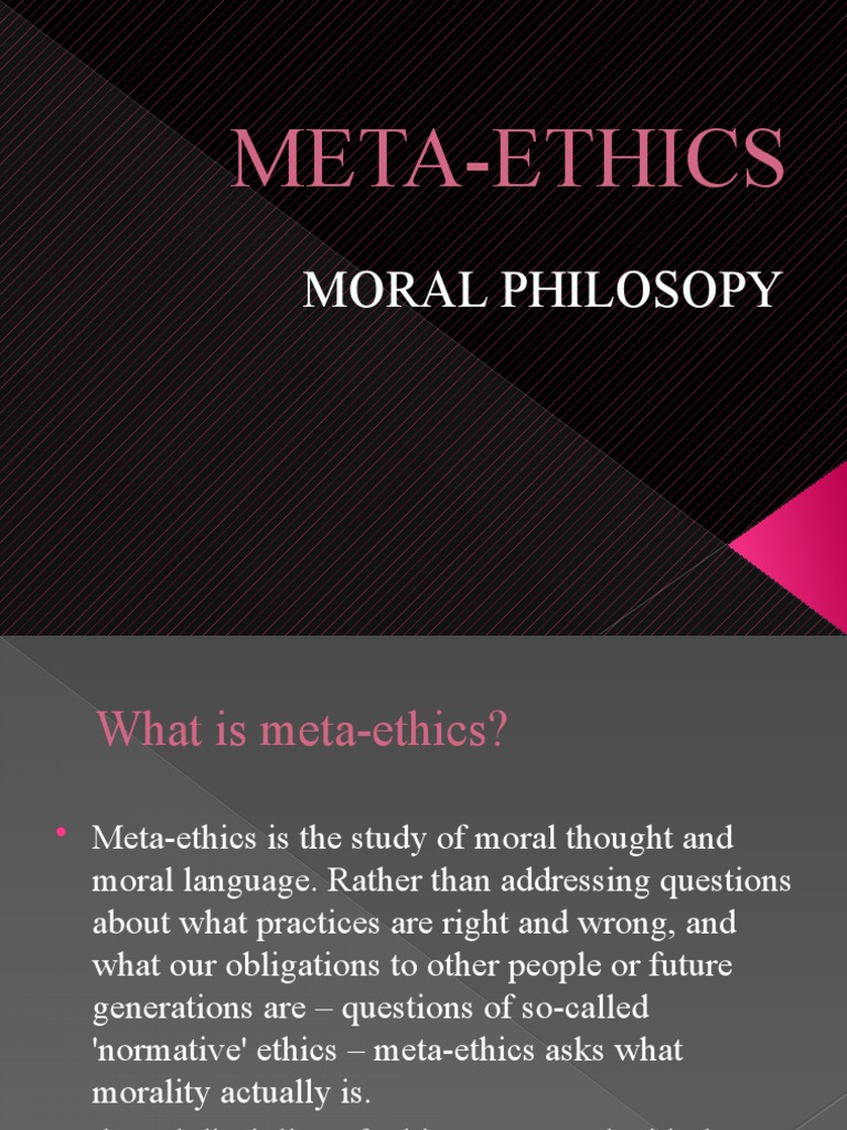 Meta-Ethics: Moral Philosopy | PDF | Morality | Academic Discipline ...