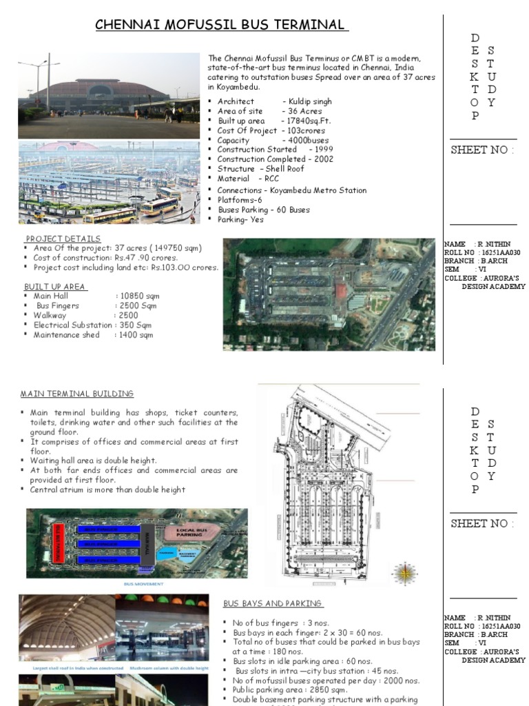 Chennai Mofussil Bus Terminal: D E S S T K U T D O Y P Sheet No ...
