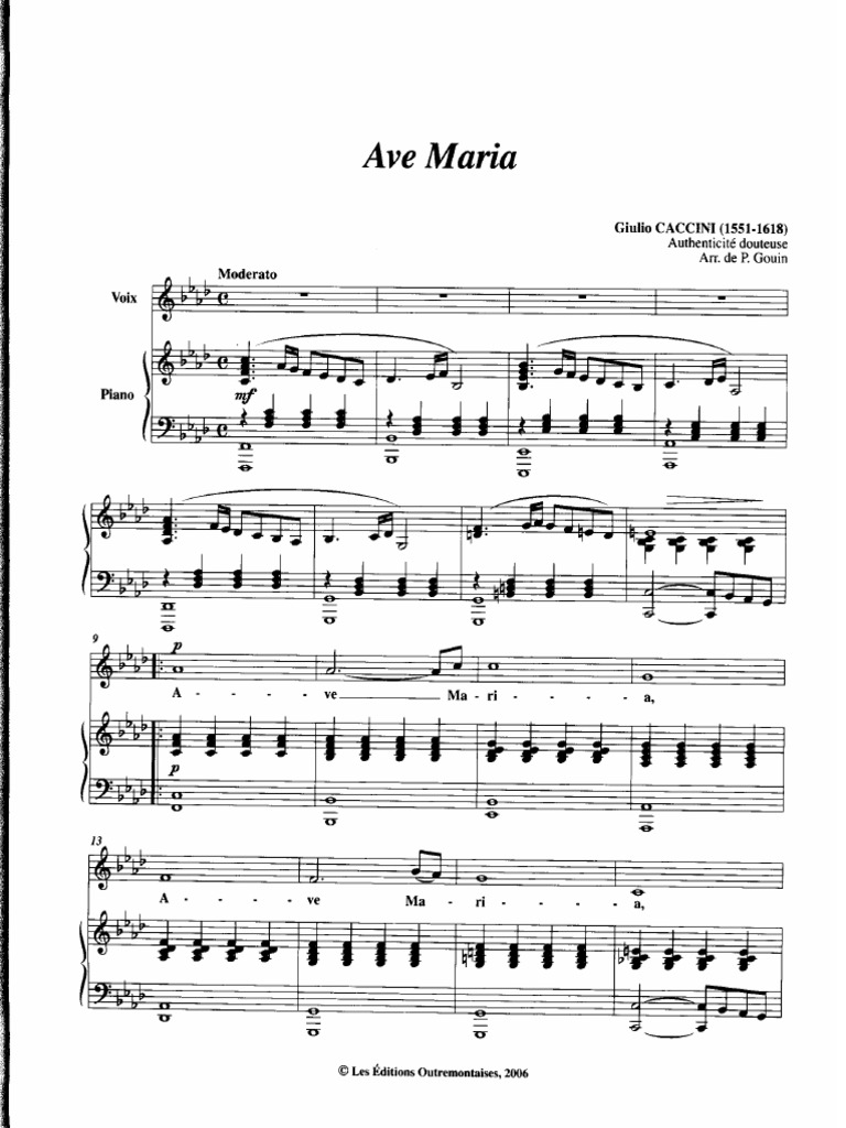 Partitura Ave María Caccini | PDF