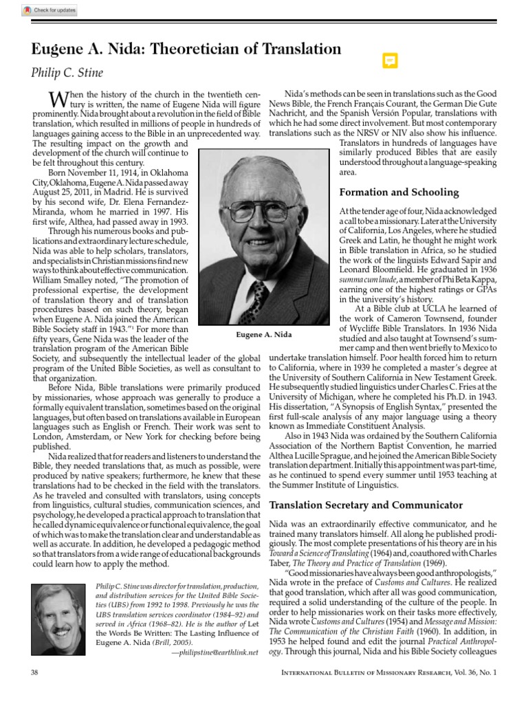 Eugene A Nida Theoretician of Translatio | PDF | Translations | Linguistics