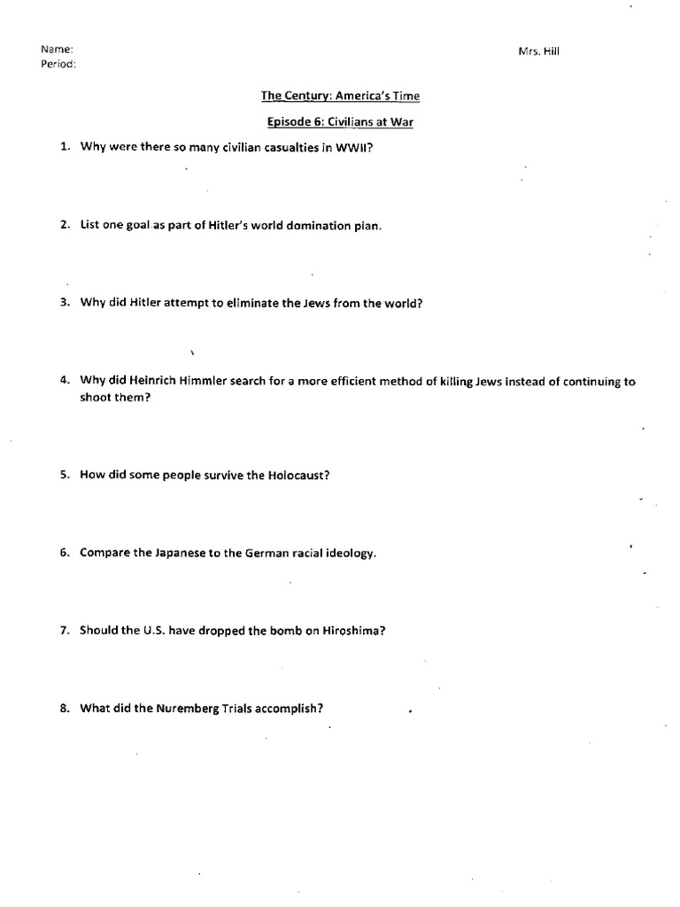 The Century America's Time Episode 6 Civilians at War | PDF