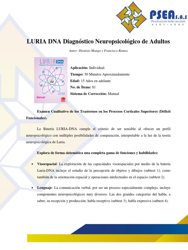 Luria Dna Psea | PDF | Memoria | Percepción