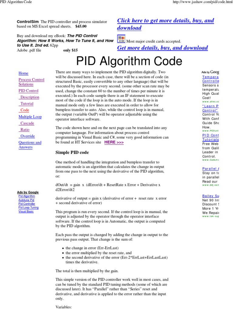 4 - PID Algorithm Code | PDF | Control Theory | Computer Programming