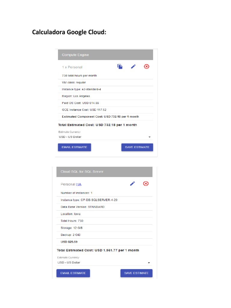 Calculadora Google Cloud | PDF | Informática | Tecnología