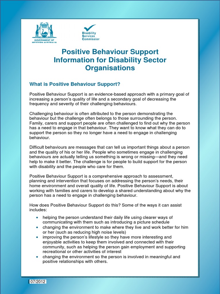 Positive Behaviour Support Guide | PDF | Intellectual Disability | Behavior