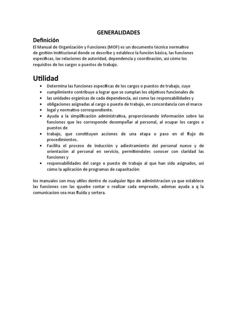 GENERALIDADES de Manuales | PDF