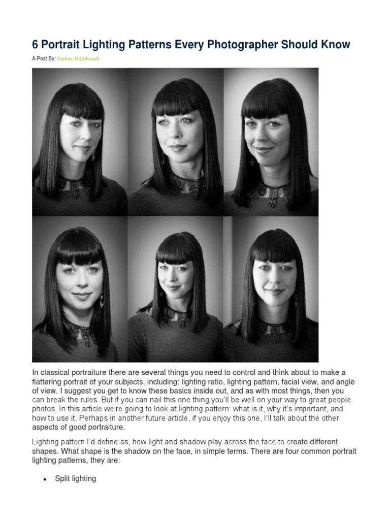 Portrait Lighting Techniques Guide | PDF | Portrait Photography | Eye