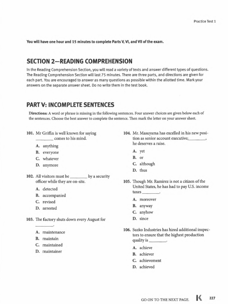 Section 2-Reading Comprehension: Is Choices Given Each Your | PDF ...