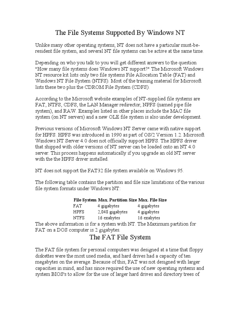 Windows NT File Systems Guide | PDF | File System | Filename