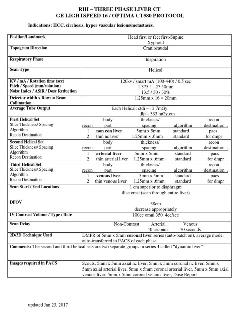Rih - Three Phase Liver CT Ge Lightspeed 16 / Optima Ct580 Protocol ...