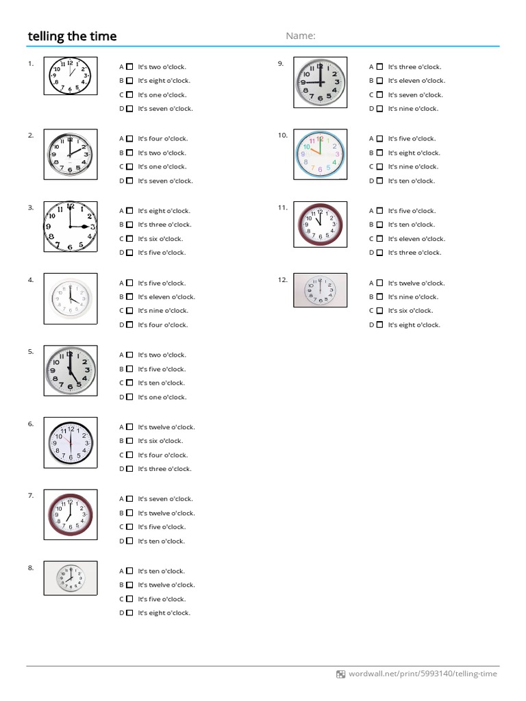 Telling The Time Quiz | PDF