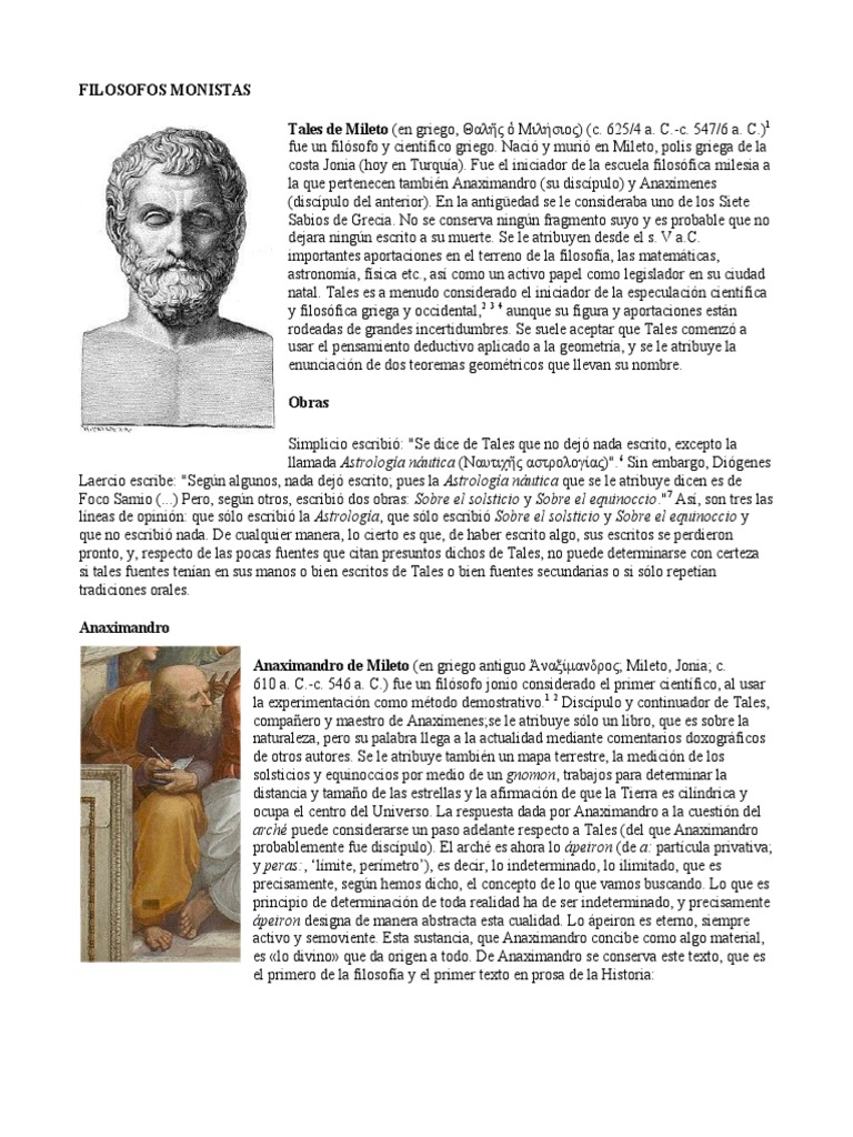 Filosofos Monistas | PDF | Science | Astronomía