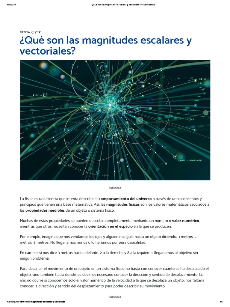 La distinción entre magnitudes escalares y vectoriales: una explicación ...