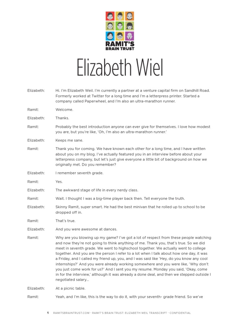 Elizabeth Weil: From Startups to Venture Capital | PDF | Startup ...