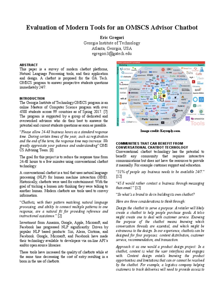 Evaluation of Modern Tools For An Omscs Advisor Chatbot | PDF ...