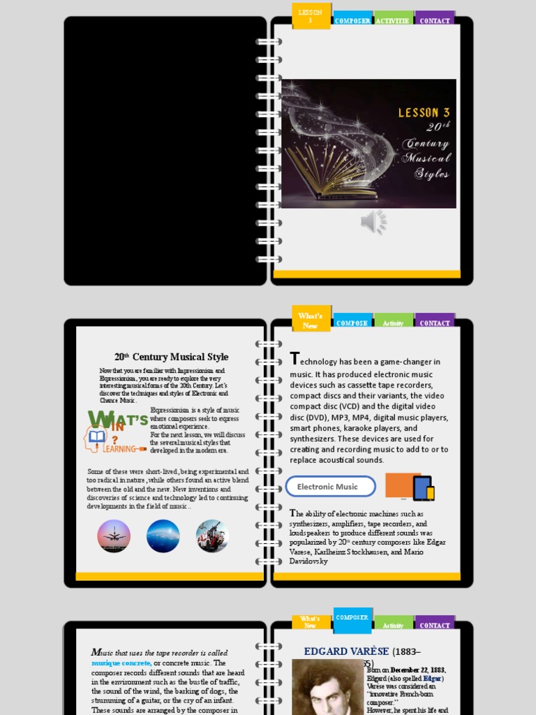 Lesson 3 - 20th Century Musical Styles | PDF | Electronic Music | Composers