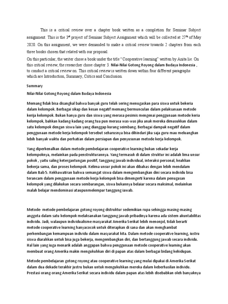 Critical Review-1 | PDF | Karier & Perkembangan | Kesehatan Holistik