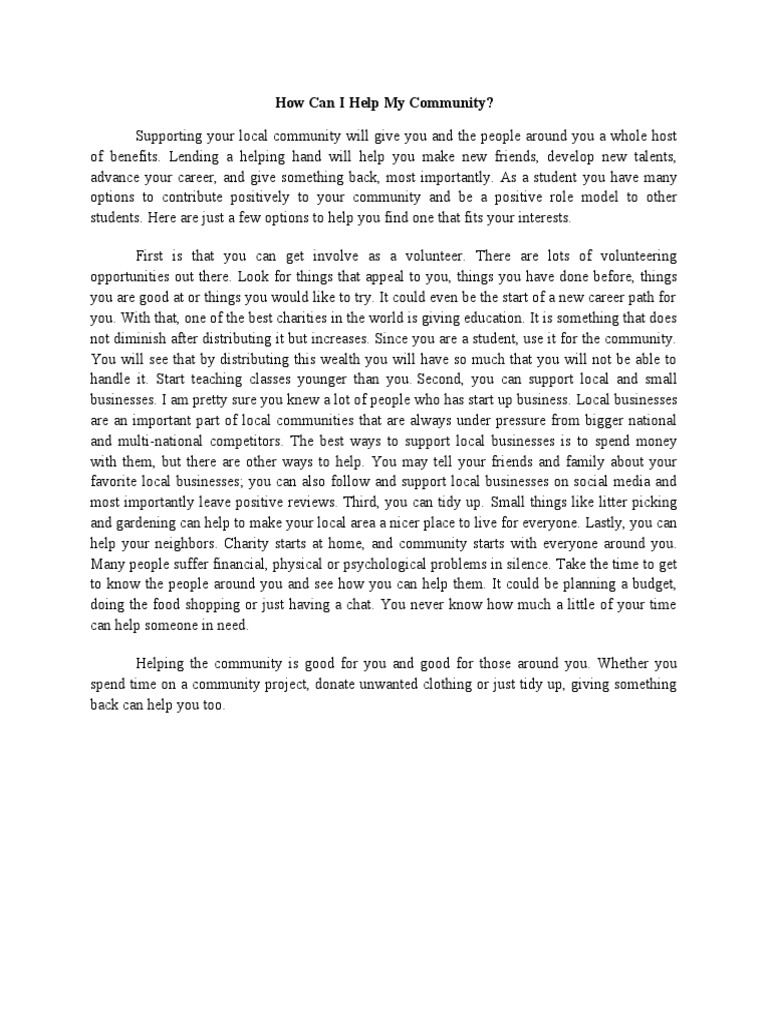 Ways Students Can Help Their Community | PDF | Lifestyle