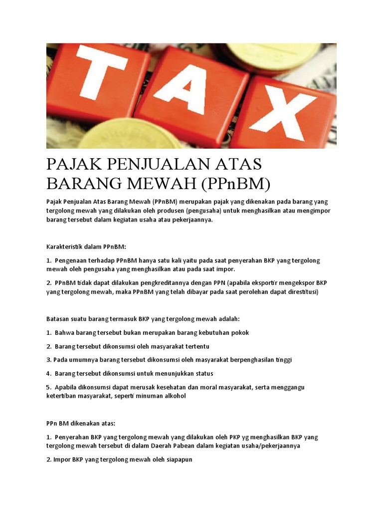 PAJAK PENJUALAN ATAS BARANG MEWAH (PPNBM) | PDF
