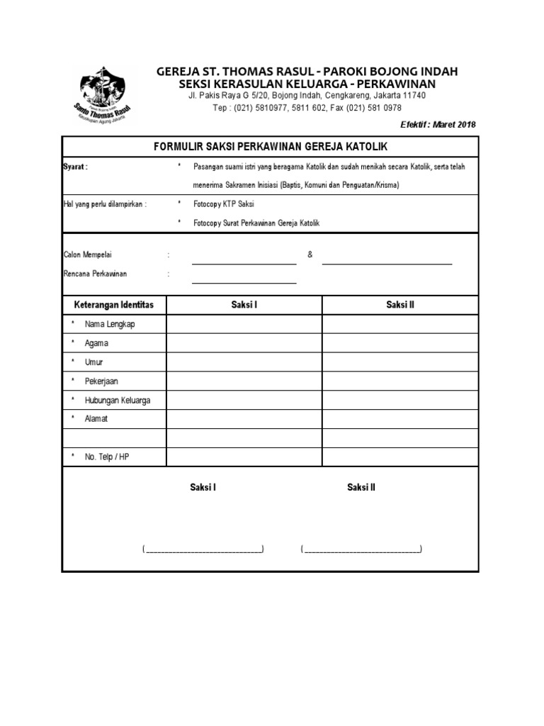 Form Saksi Perkawinan | PDF