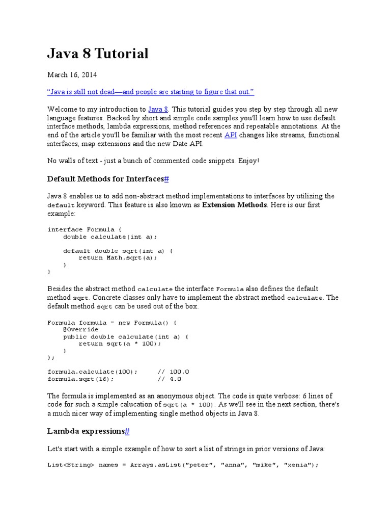 Java 8 Tutorial Descargar Gratis Pdf Anonymous Function Method Computer Programming