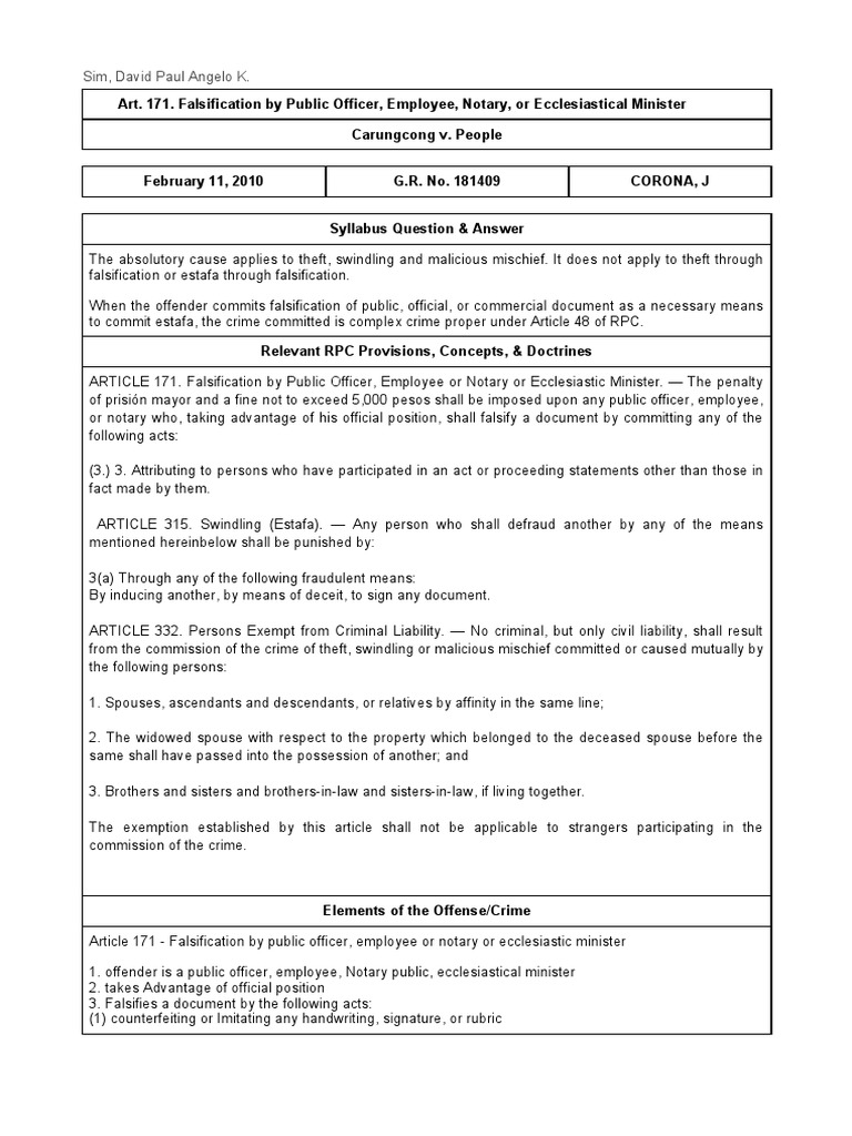 40 - Carungcong v. People | PDF | Fraud | Falsifiability