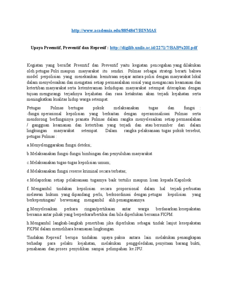 Tindakan Pre-Emtif, Preventif, Represif | PDF