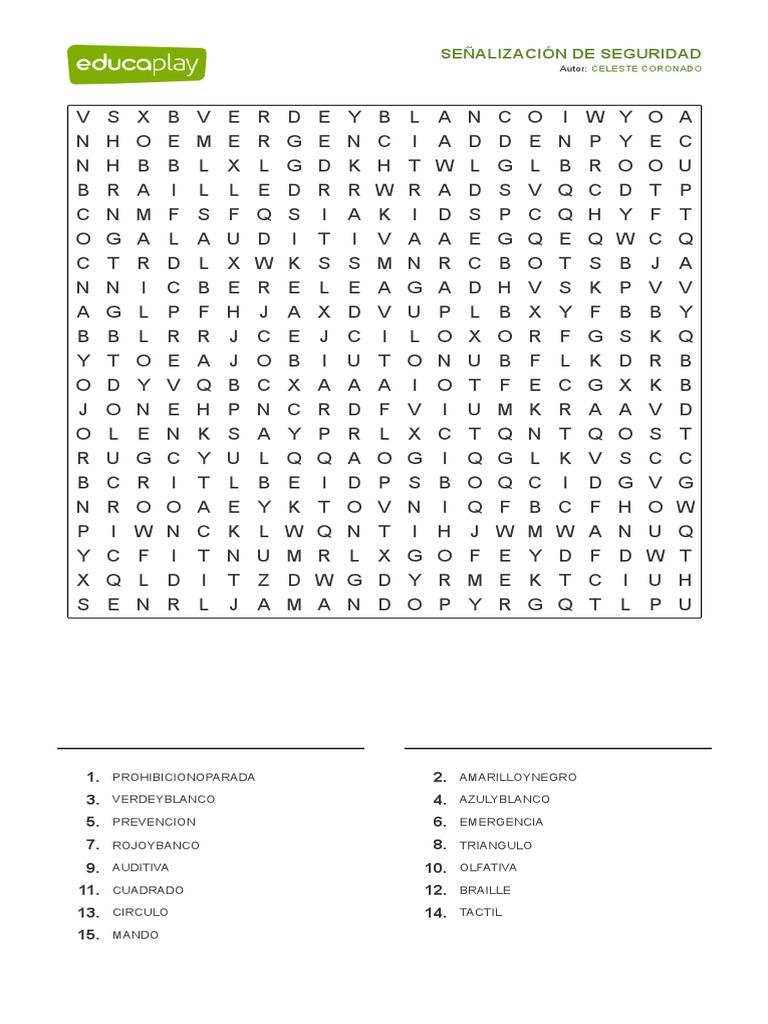 Sopa de Letras - Señalización de Seguridad (SST) | PDF