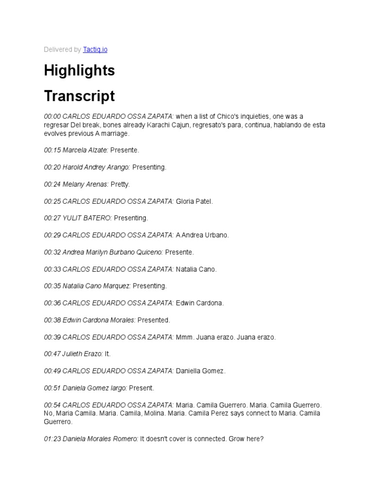 Highlights Transcript: Tactiq - Io | PDF