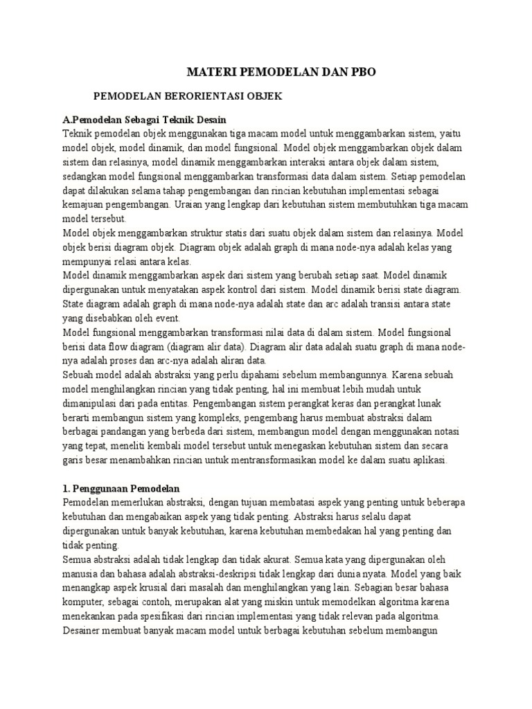 Materi Pemodelan Dan Pbo | PDF