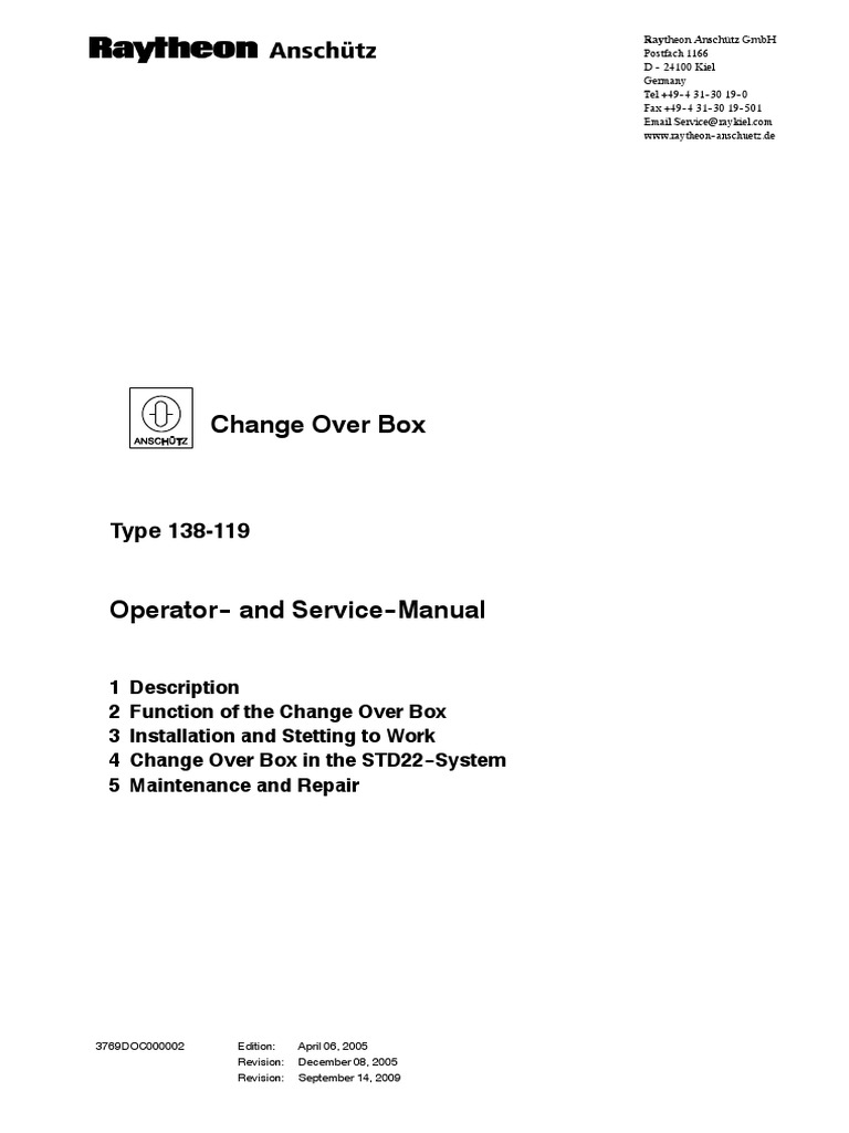 3769 Change Over Box | PDF | Relay | Switch