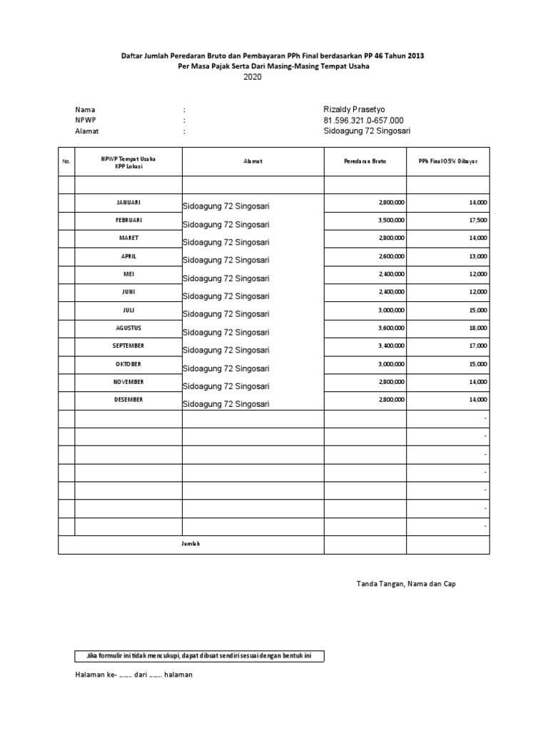 Rekap Bruto Form | PDF