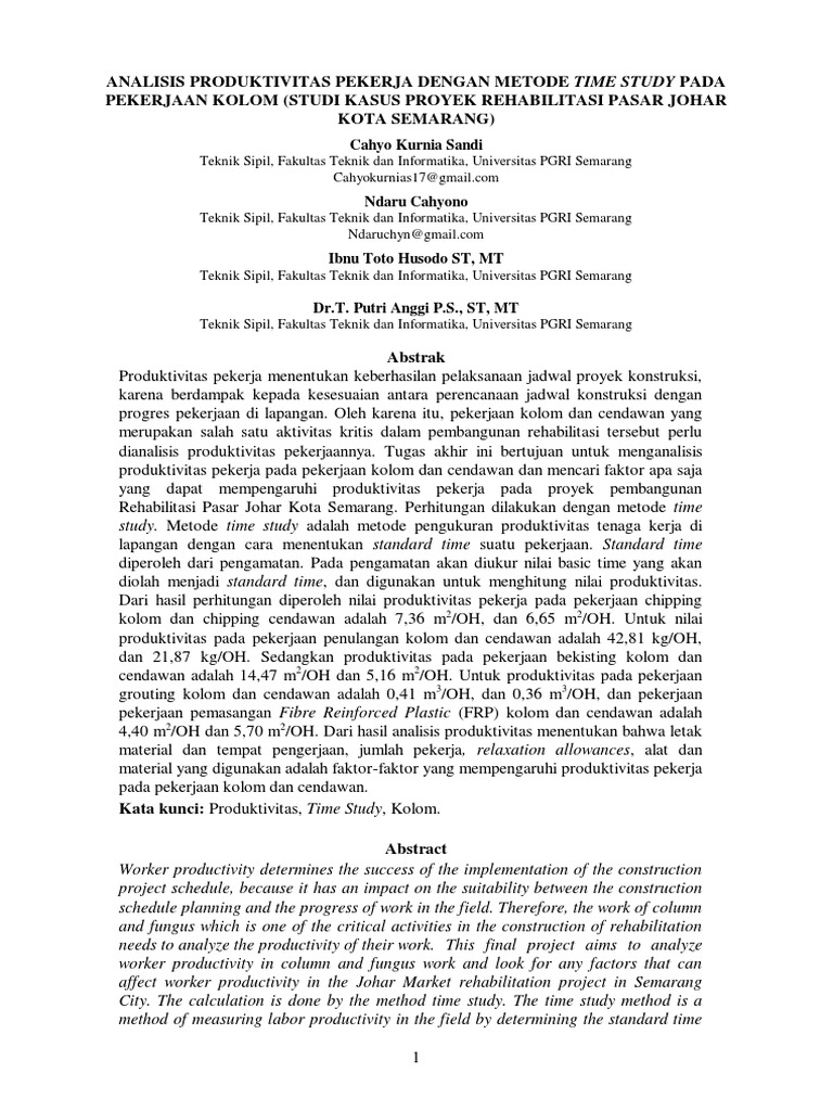 Produktivitas Metode TIME STUDY | PDF