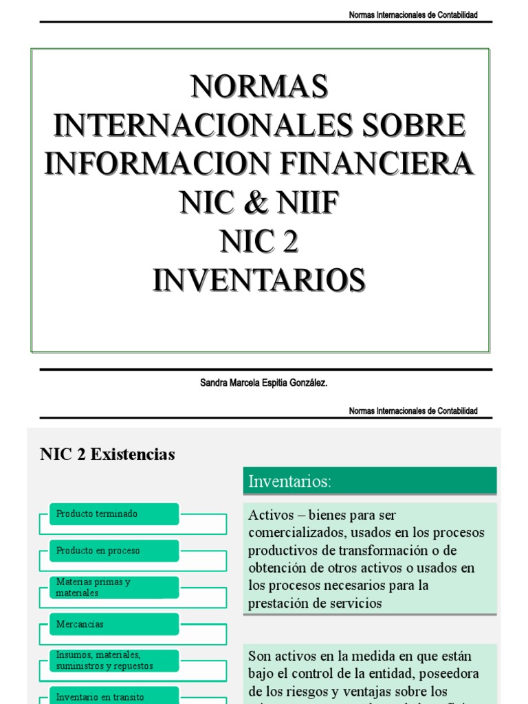 CONTABILIDAD INTERMEDIA NIC 2 ExistenciasV1 INVENTARIOS | PDF | normas ...