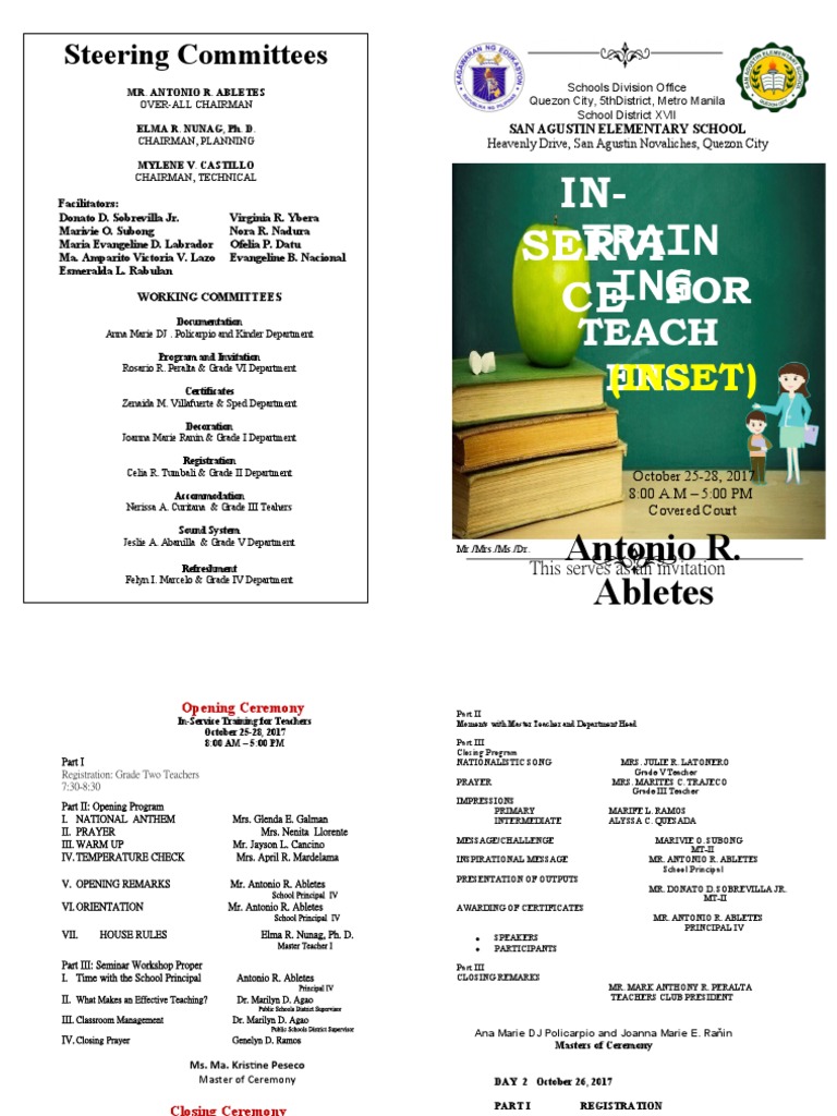 In-Service Training for Teachers 2017 | PDF | Behavior Modification ...