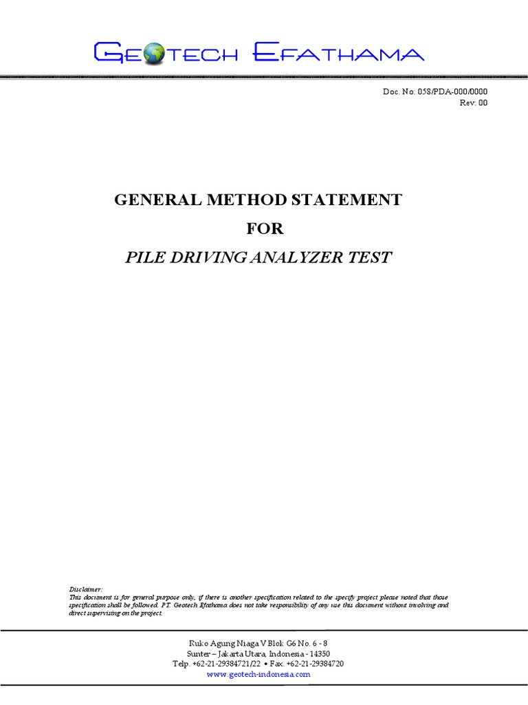 Metode Kerja Umum PDA Test | PDF | Deep Foundation | Jakarta