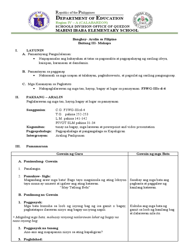 Cot-Detailed Lesson Plan in Filipino Iii | PDF