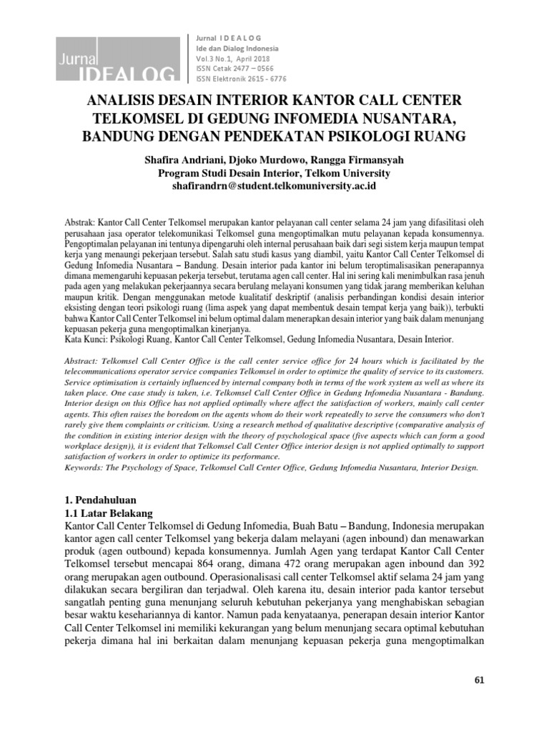 Desain Interior Call Center Telkomsel | PDF