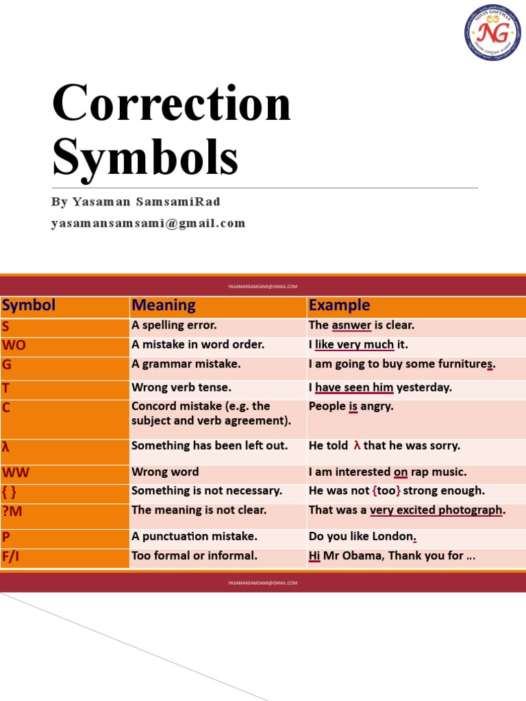 Correction-Symbols For Writings | PDF
